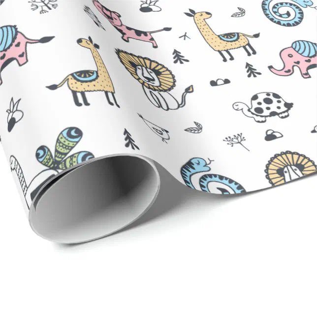 Animals Illustrations Pattern Wrapping Paper | Zazzle
