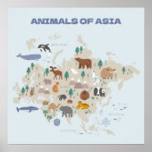 Animals of Asia Illustrated Map Poster | Zazzle