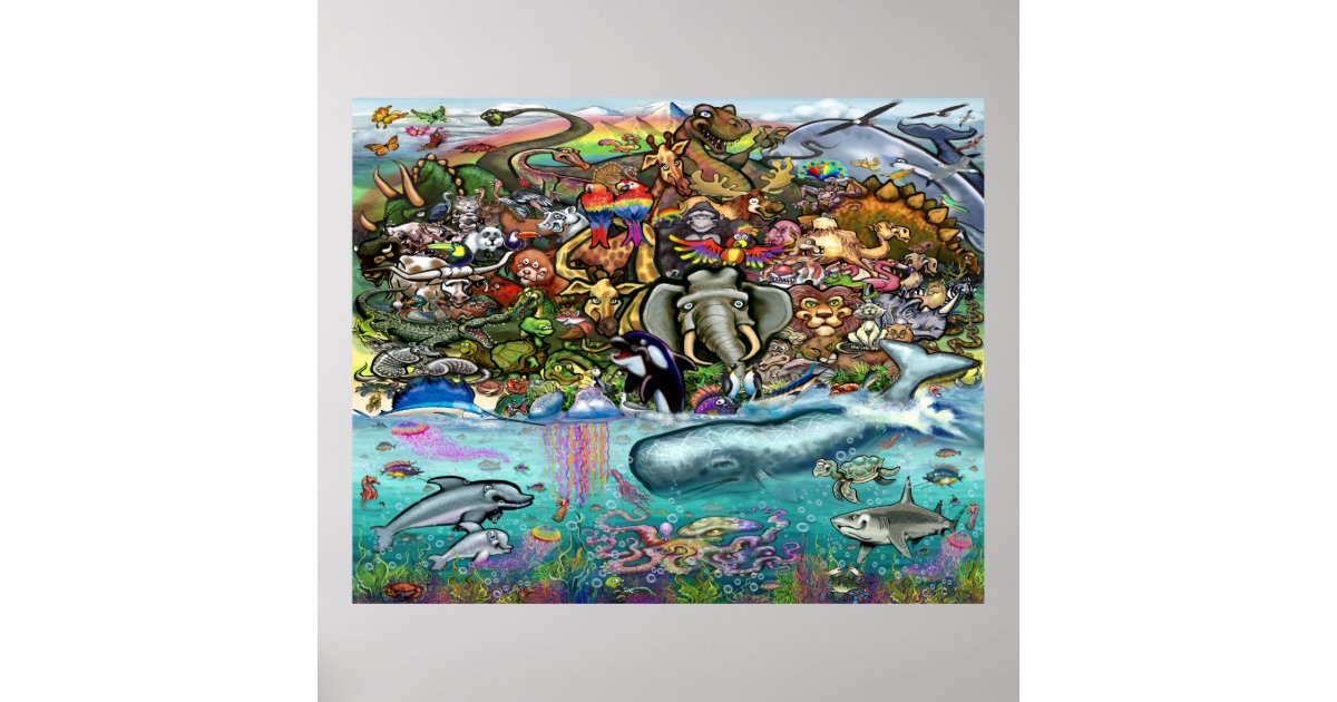 Animals of Land and Sea Poster | Zazzle