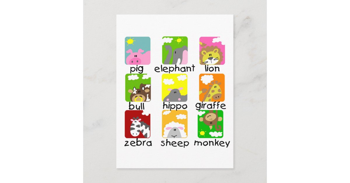 Animals on Parade Tshirts and Gifts Postcard | Zazzle