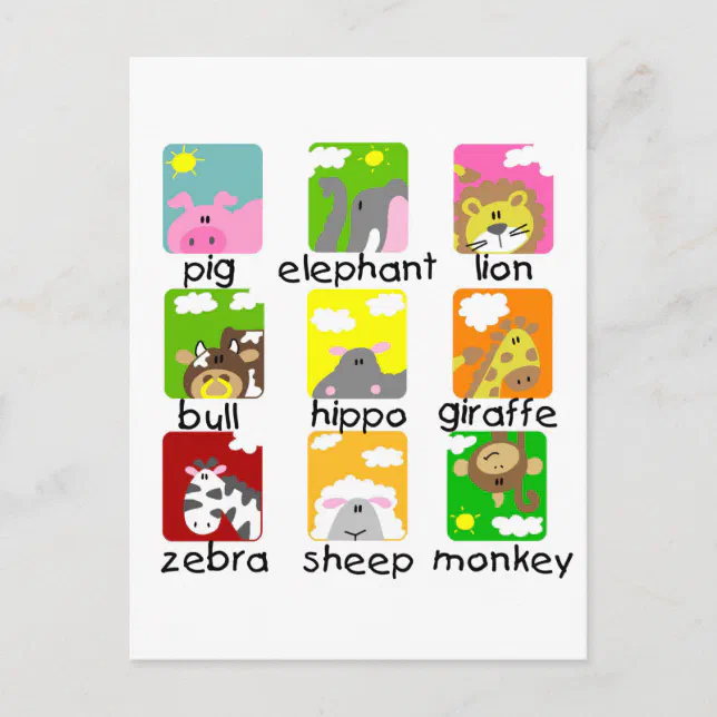 Animals on Parade Tshirts and Gifts Postcard | Zazzle