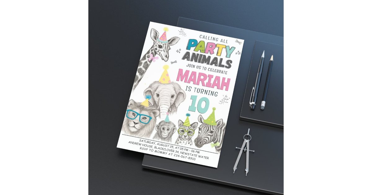 Animals Party | Wild Animal Birthday Invitation | Zazzle