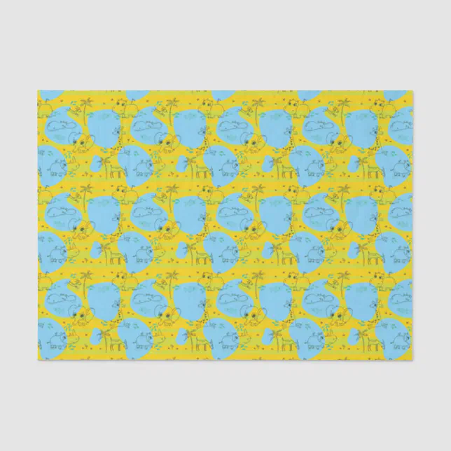 Animals playing baby pattern background tissue paper | Zazzle