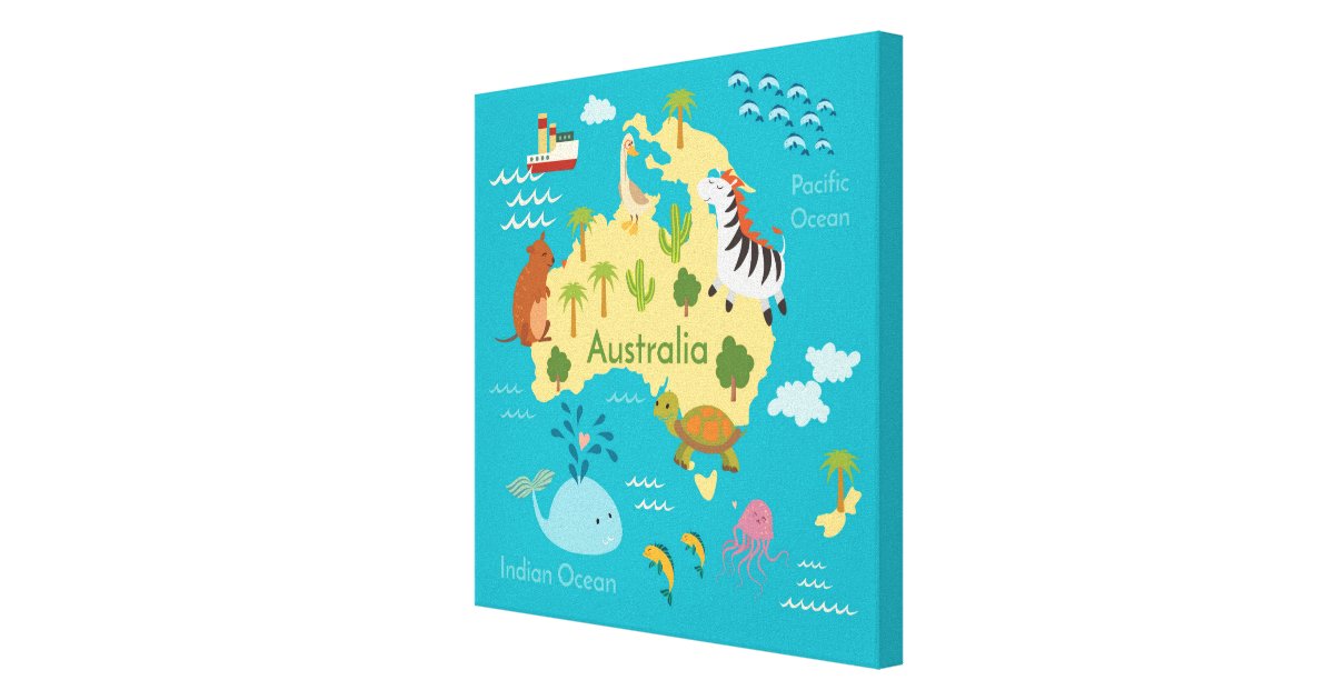 Animals World Map of Australia For Kids Canvas Print | Zazzle