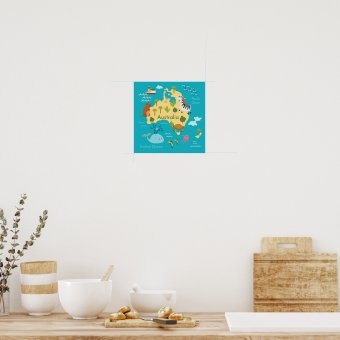 Animals World Map of Australia For Kids Poster | Zazzle