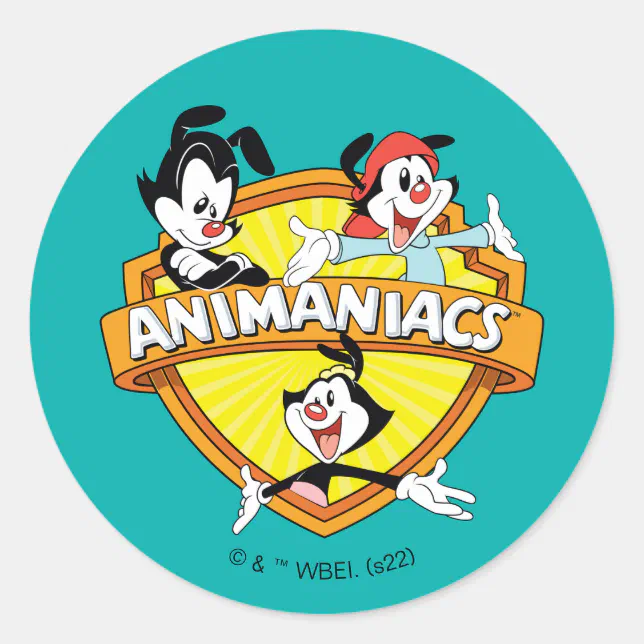Animaniacs | Warner Brothers & Sister WB Shield Classic Round Sticker ...