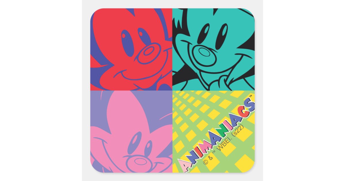 Animaniacs | Warner Siblings Pop Art Graphic Square Sticker | Zazzle