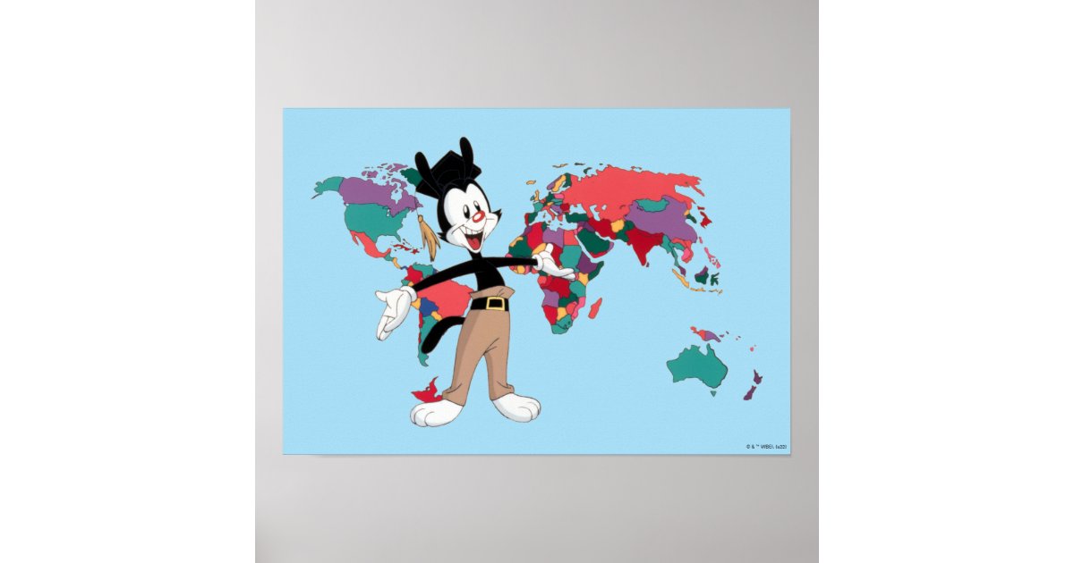 Animaniacs | Yakko's World Map Graphic Poster | Zazzle