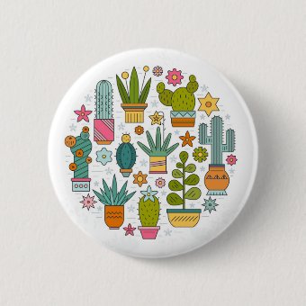 Animated cactus plants button | Zazzle