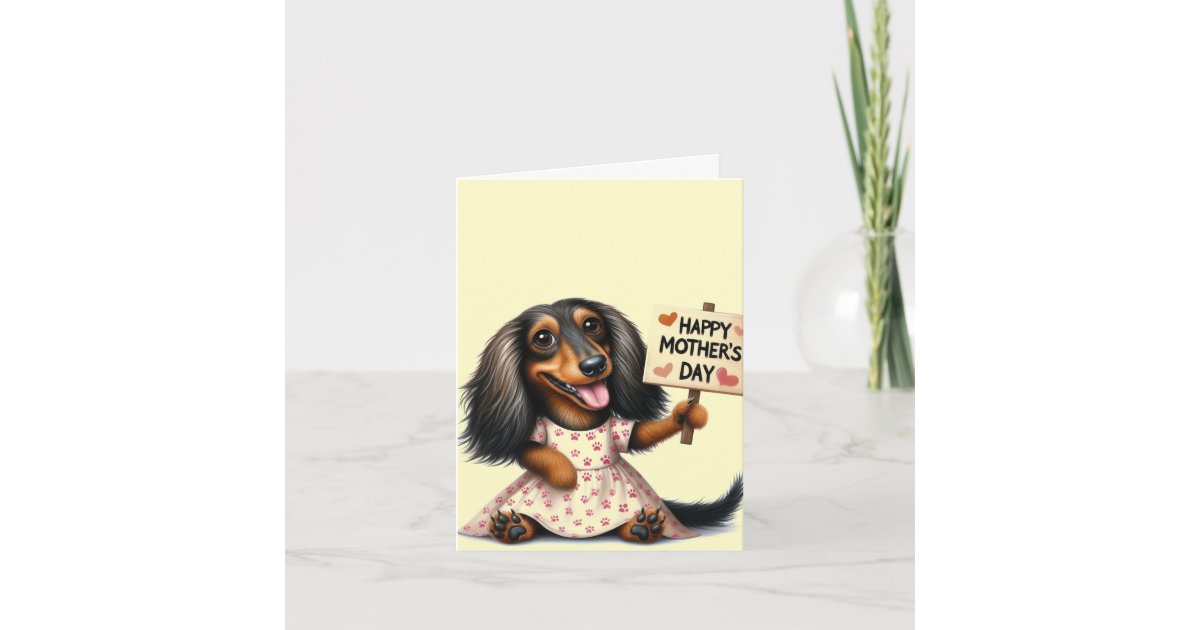 Animated Dachshund Mother's Day Card | Zazzle