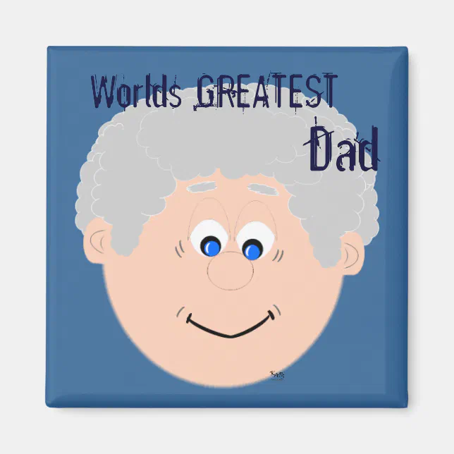 Animated Digital Art Dad Face Grey Hair Magnet | Zazzle