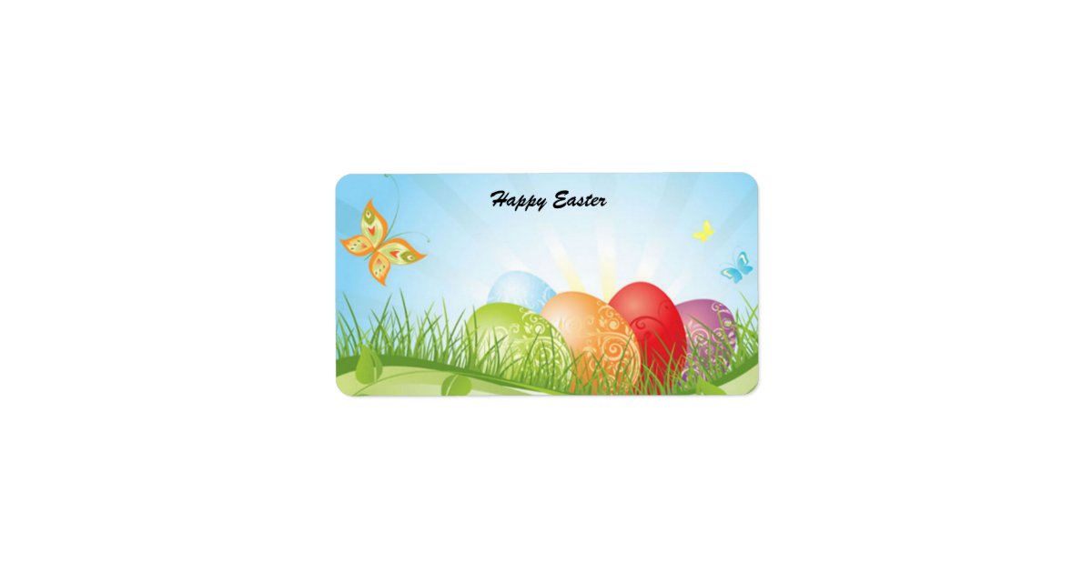 Animated Easter Eggs with butterflies label | Zazzle