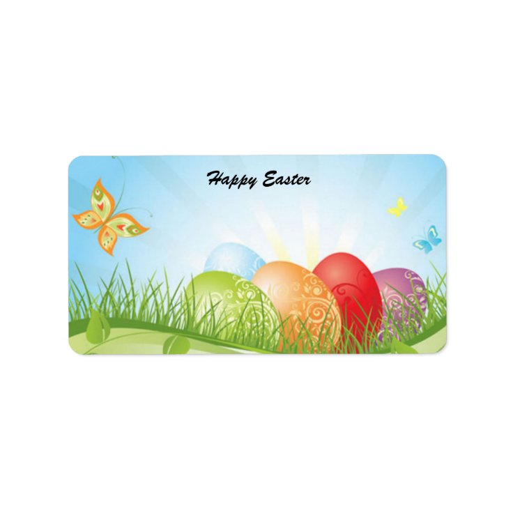 Animated Easter Eggs with butterflies label | Zazzle