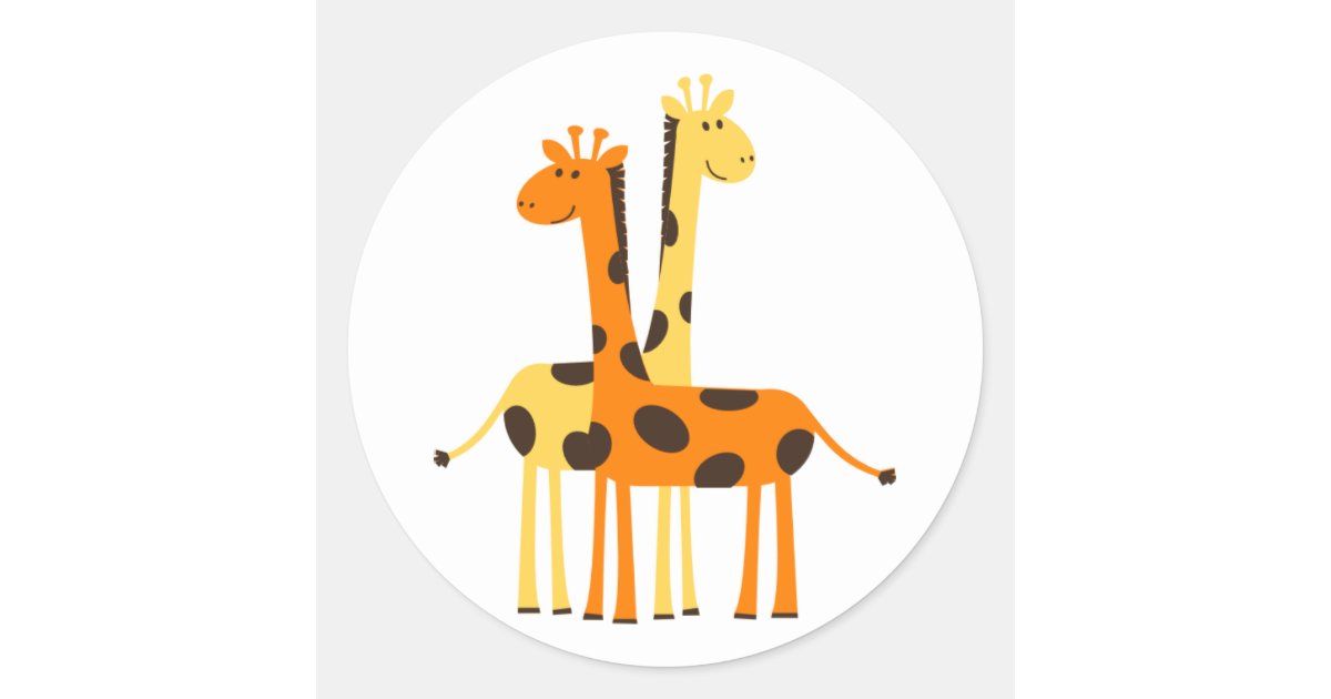 Animated Giraffes Classic Round Sticker | Zazzle