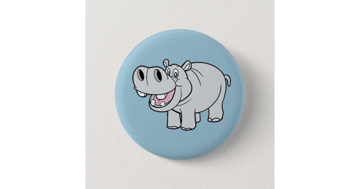 Animated Hippo Button | Zazzle