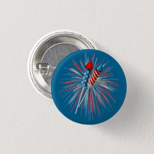 Animated July 4th fireworks and rockets Button | Zazzle