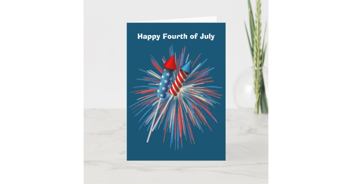 Animated July 4th fireworks and rockets Card | Zazzle
