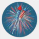 Animated July 4th fireworks and rockets Classic Round Sticker | Zazzle
