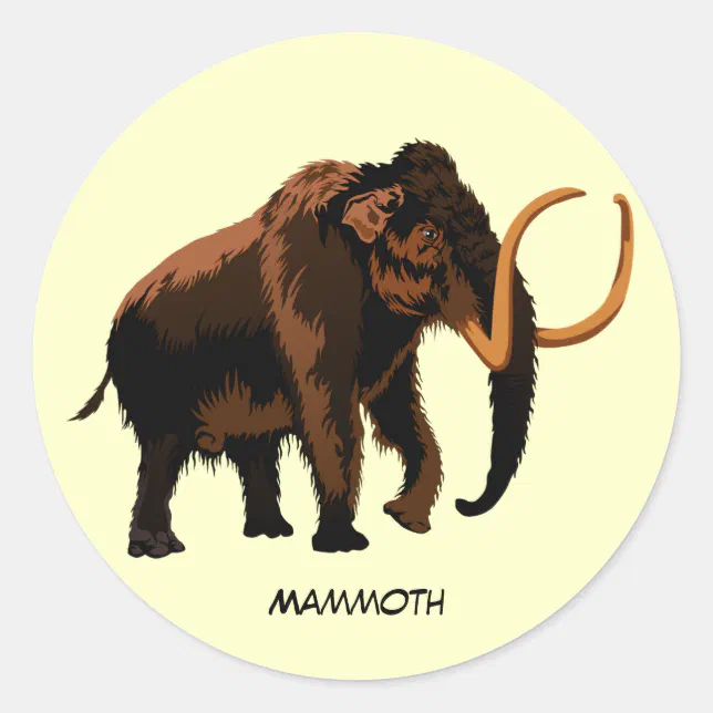 Animated Mammoth Classic Round Sticker | Zazzle