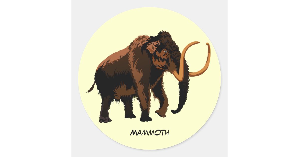 Animated Mammoth Classic Round Sticker | Zazzle