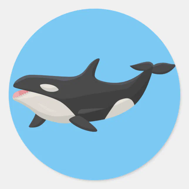 Animated Orca whale Classic Round Sticker | Zazzle