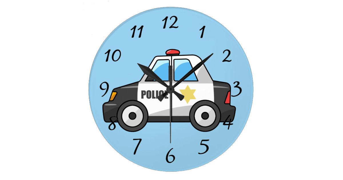 Animated Police Car Large Clock | Zazzle