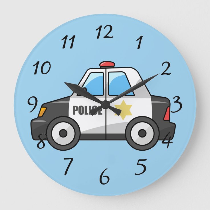 Animated Police Car Large Clock | Zazzle
