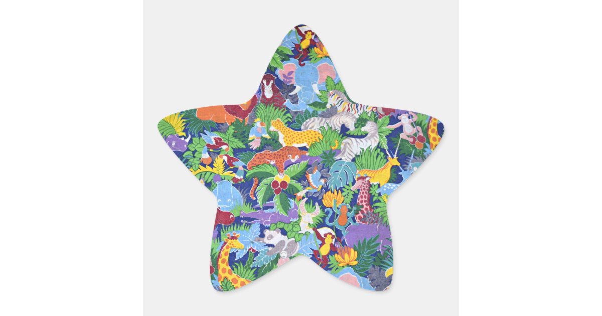 Animated Safari Animals Star Sticker | Zazzle