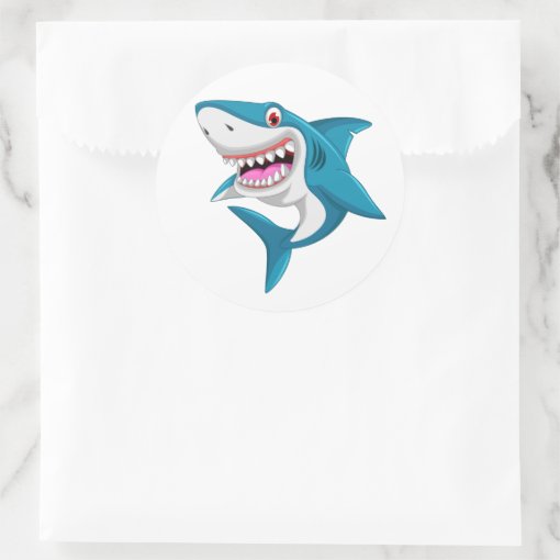 Animated Shark Classic Round Sticker | Zazzle