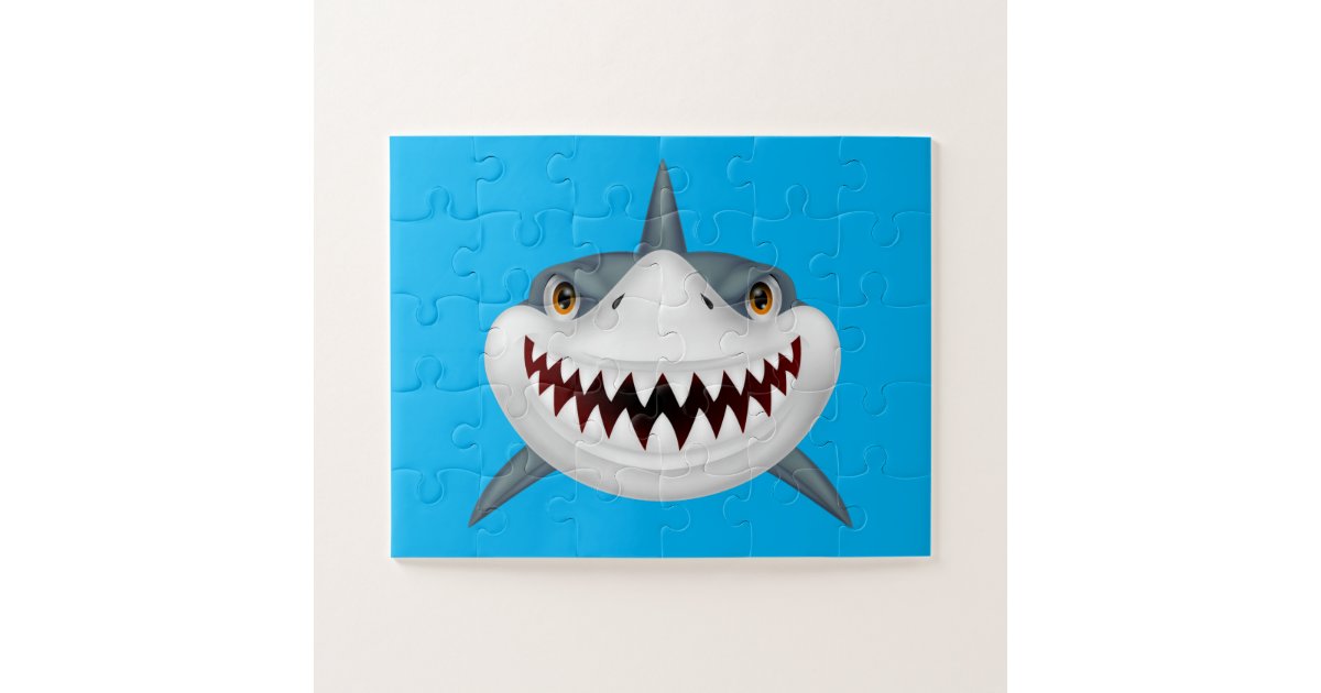 Animated Shark Face Jigsaw Puzzle | Zazzle