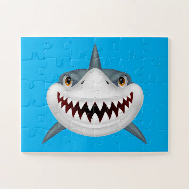 Animated Shark Face Jigsaw Puzzle | Zazzle