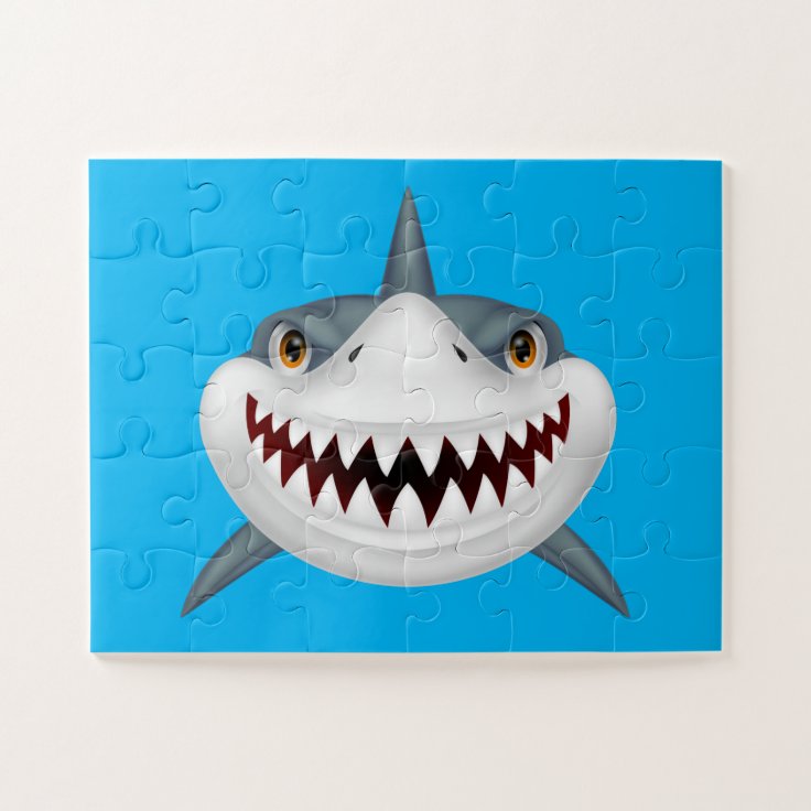 Animated Shark Face Jigsaw Puzzle | Zazzle