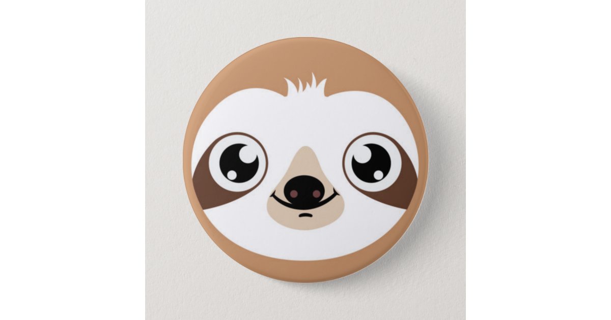 Animated Sloth Face Button | Zazzle