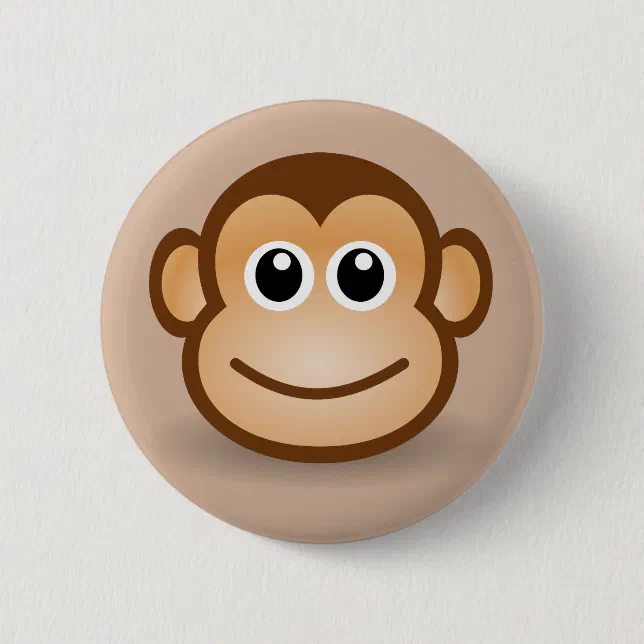 Animated Smiling Monkey Button | Zazzle