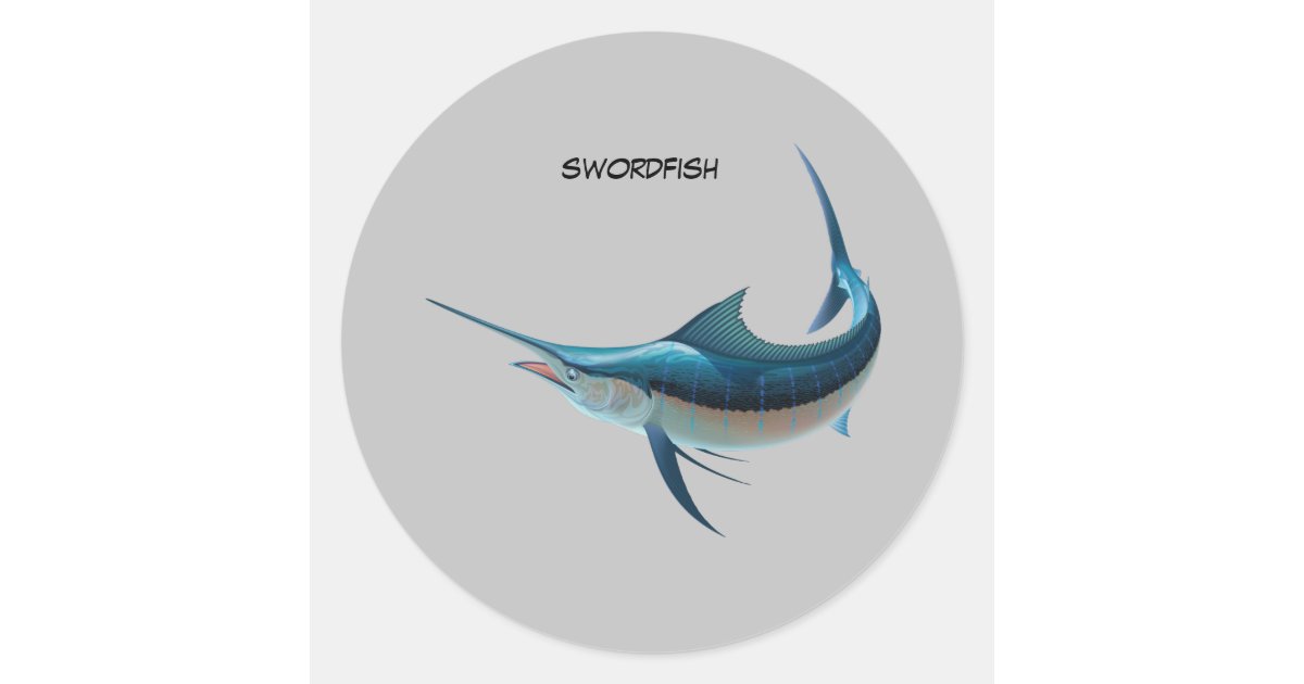 Animated Swordfish Classic Round Sticker | Zazzle