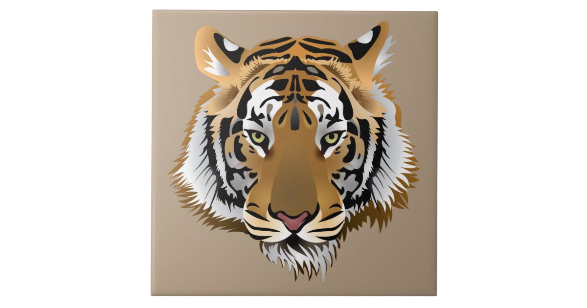 Animated Tiger's Face Ceramic Tile | Zazzle