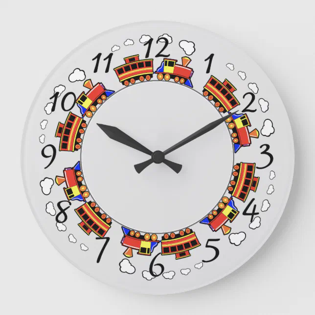 Animated Train Large Clock | Zazzle
