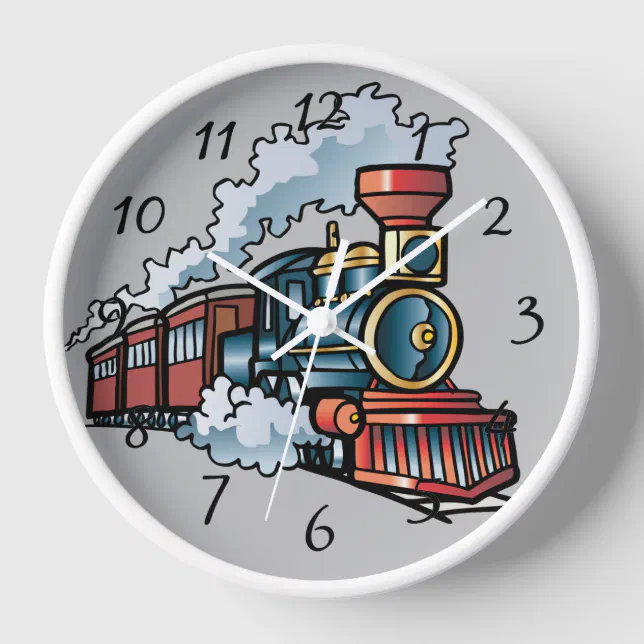 Animated train round clock | Zazzle