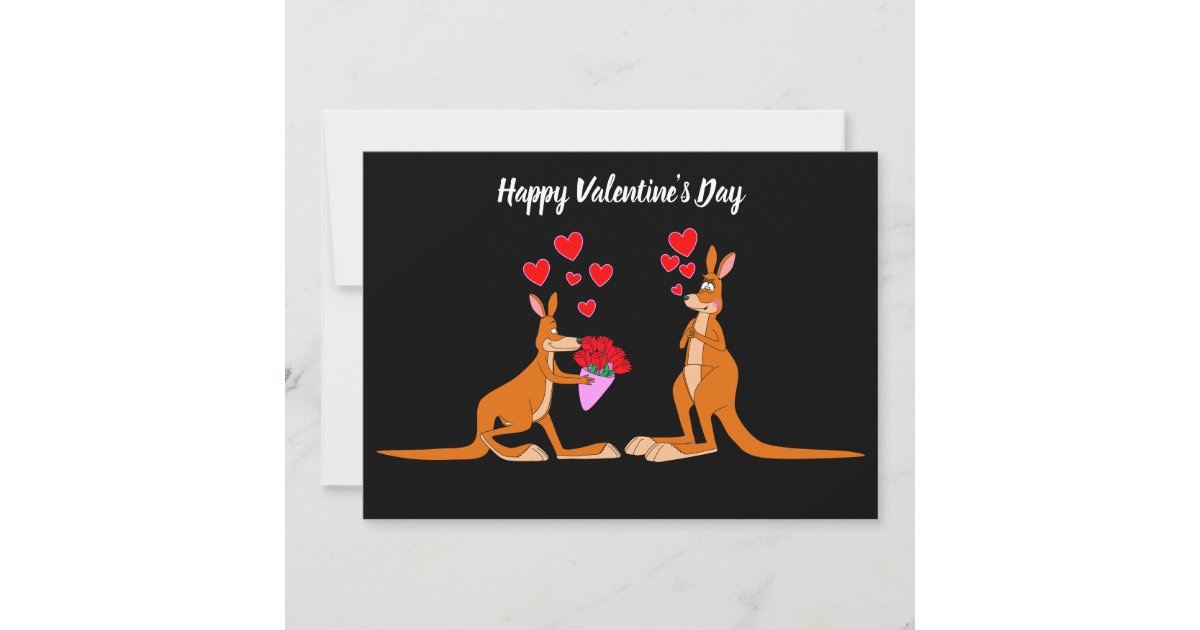 Animated Valentine's Day Kangaroos flat card | Zazzle