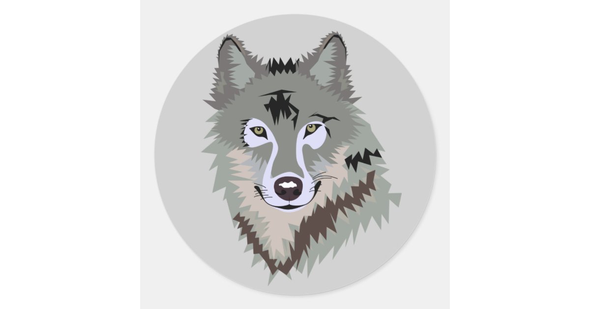 Animated Wolf Face Classic Round Sticker | Zazzle