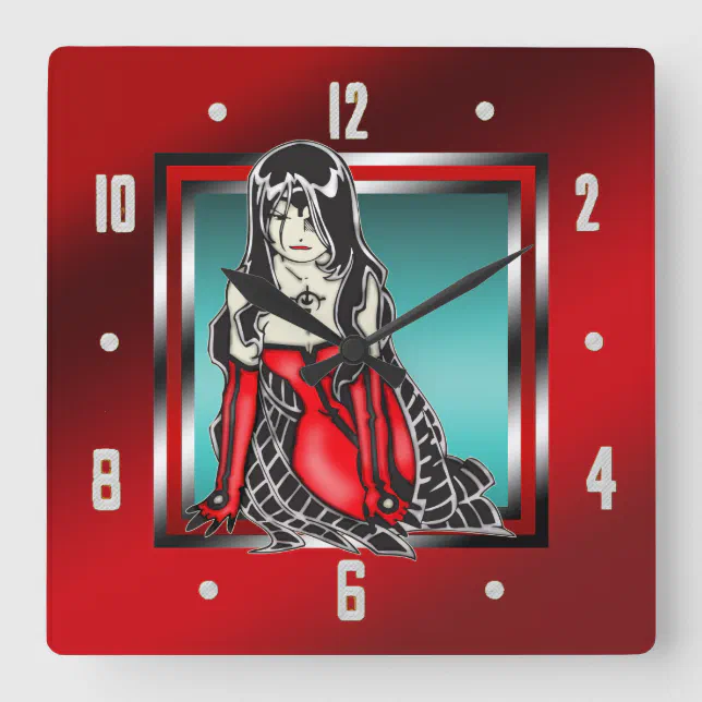 Anime Cartoon Vampire Girl Wall Clock | Zazzle