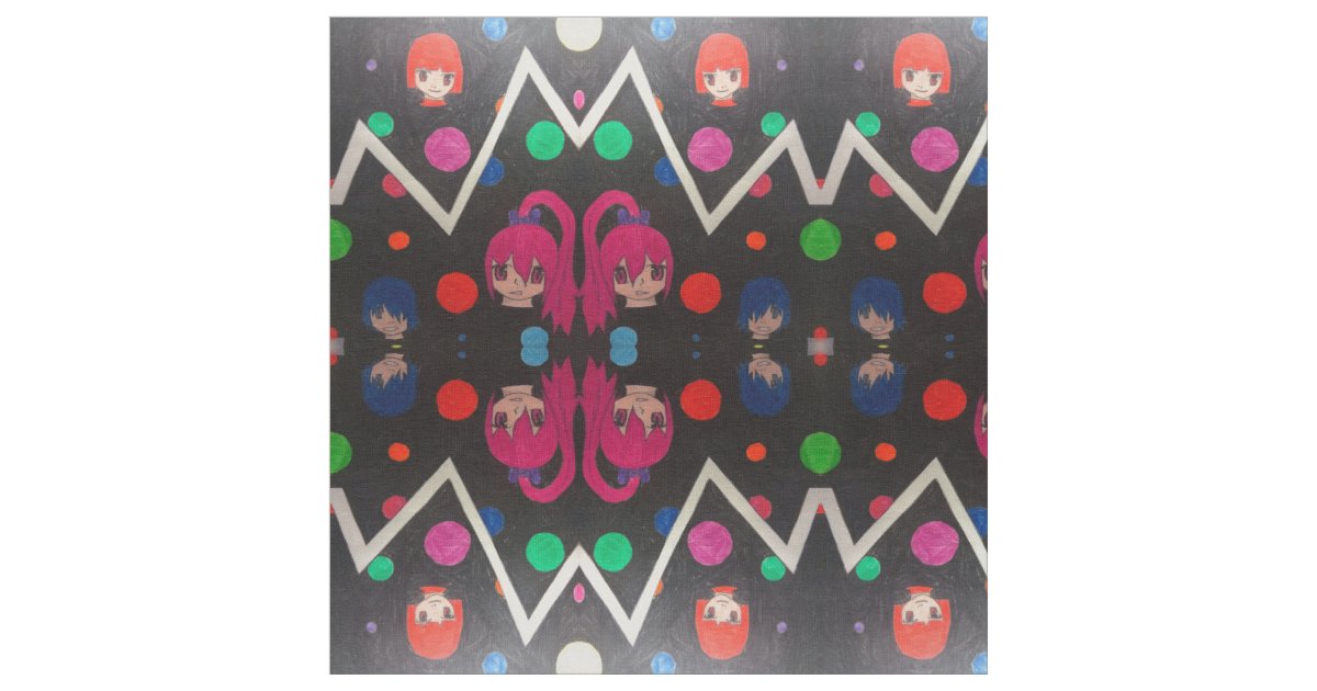 Anime Characters Bright Design Fabric | Zazzle