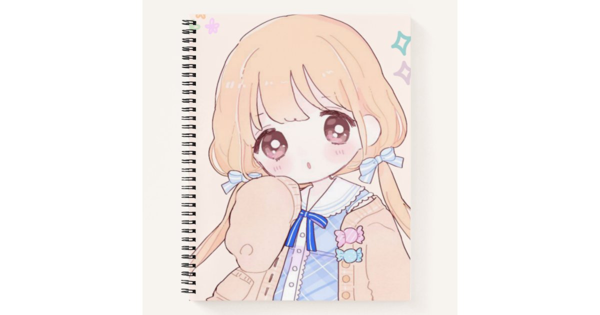Anime Cute Girl Notebook | Zazzle