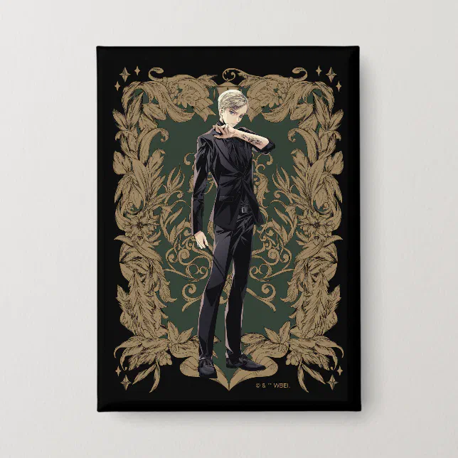 Anime Draco Malfoy Ornate Frame Button | Zazzle