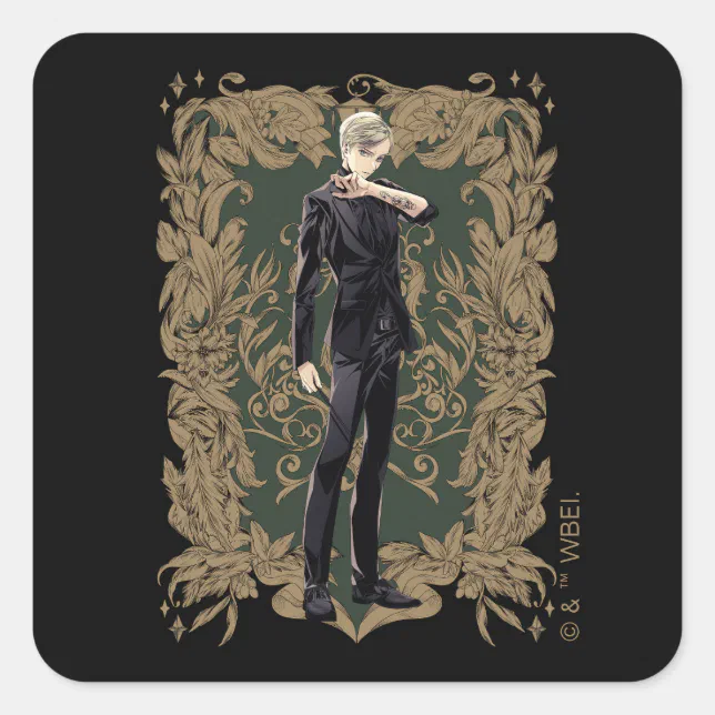 Anime Draco Malfoy Ornate Frame Square Sticker | Zazzle