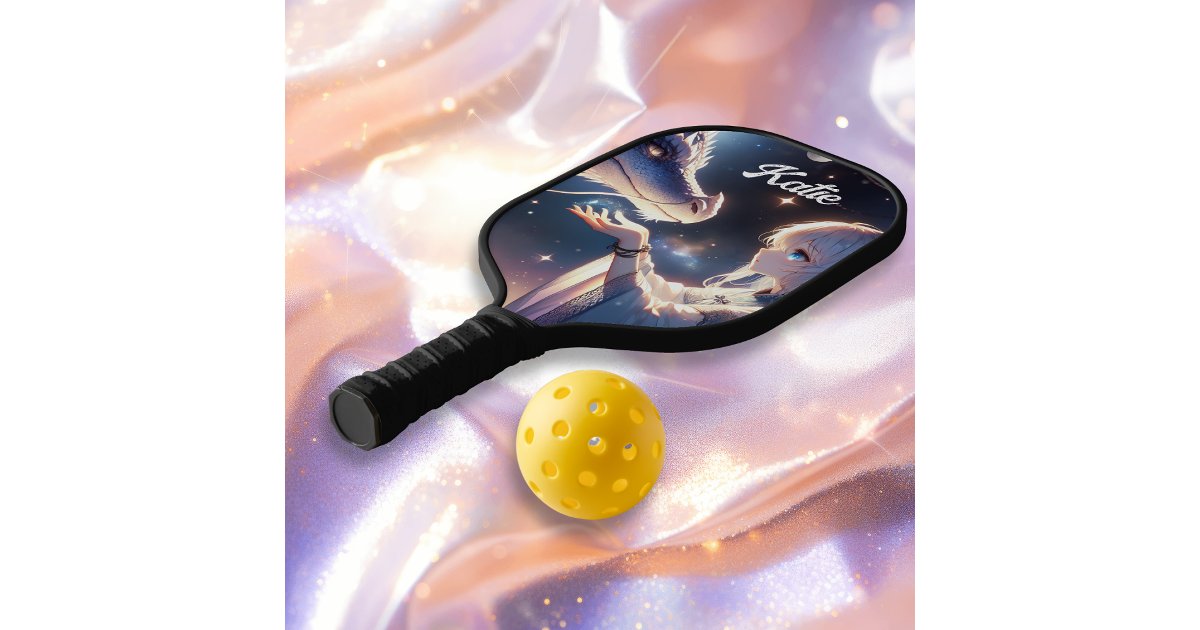 Anime Girl and Her Dragon Mystical Pickleball Paddle | Zazzle