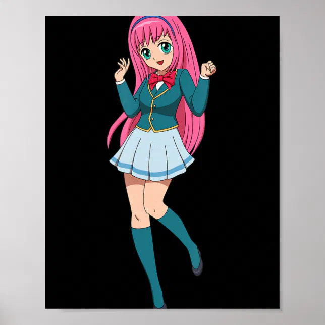 Anime Girl Cute Waifu Japanese Cartoon Character Poster | Zazzle