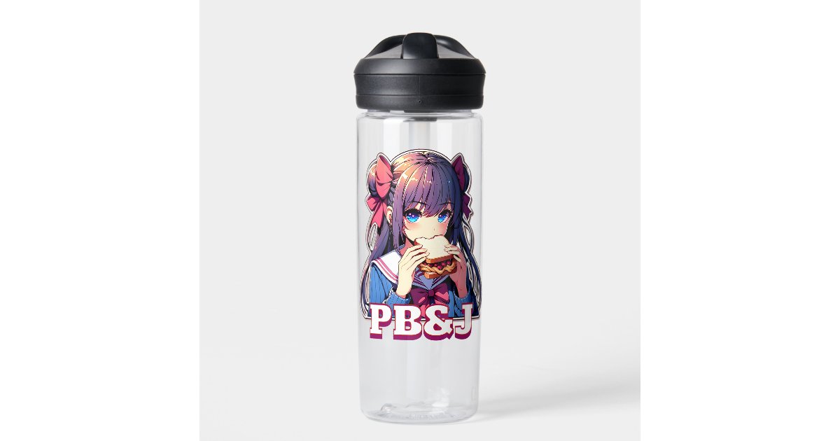 Anime Girl eating a PB&J Sandwich Water Bottle | Zazzle