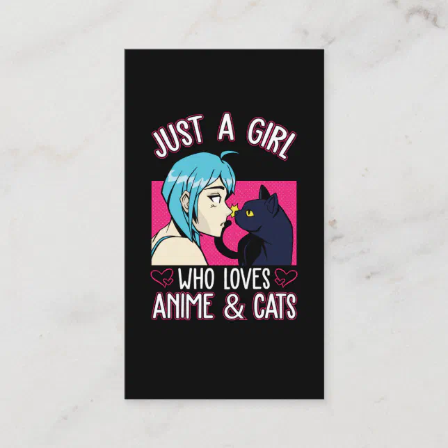 Anime Girl Love Cat Otaku Japanese Comic Manga Fan Business Card | Zazzle