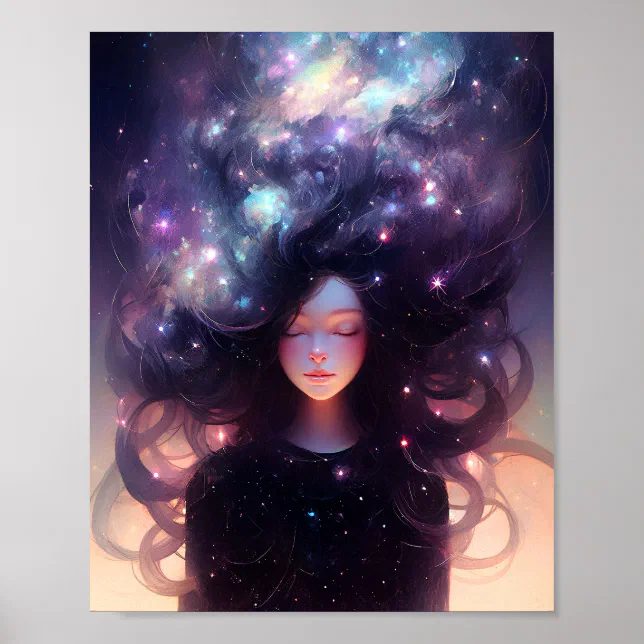 Anime Girl Made Of Stars Poster | Zazzle